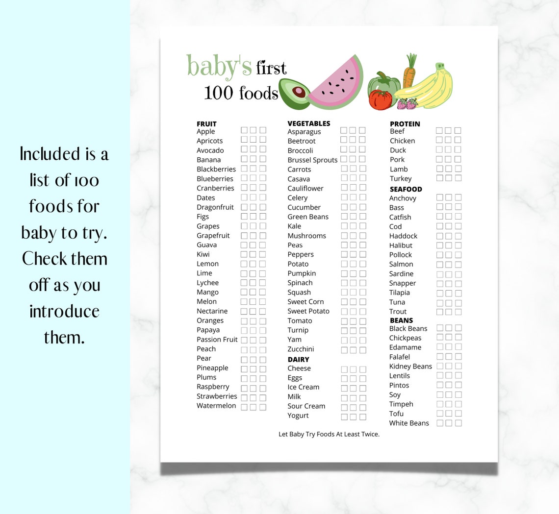 Baby's First 100 Food List to Feed Your Baby Before Age 1 and Wean Them ...