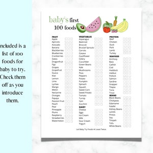 Baby's First 100 Foods Tracker Printable (digital Download) - Etsy