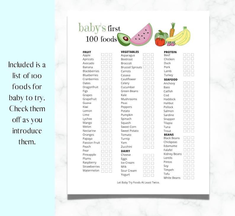 Baby's First 100 Food List to Feed Your Baby Before Age 1 and Wean Them ...