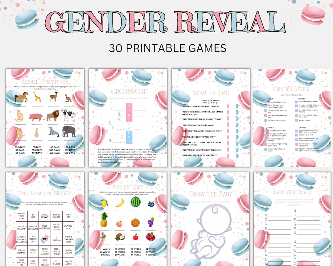 Gender Reveal Games Bundle, Gender Reveal Party, Gender Reveal Games, Blue and Pink Gender ...