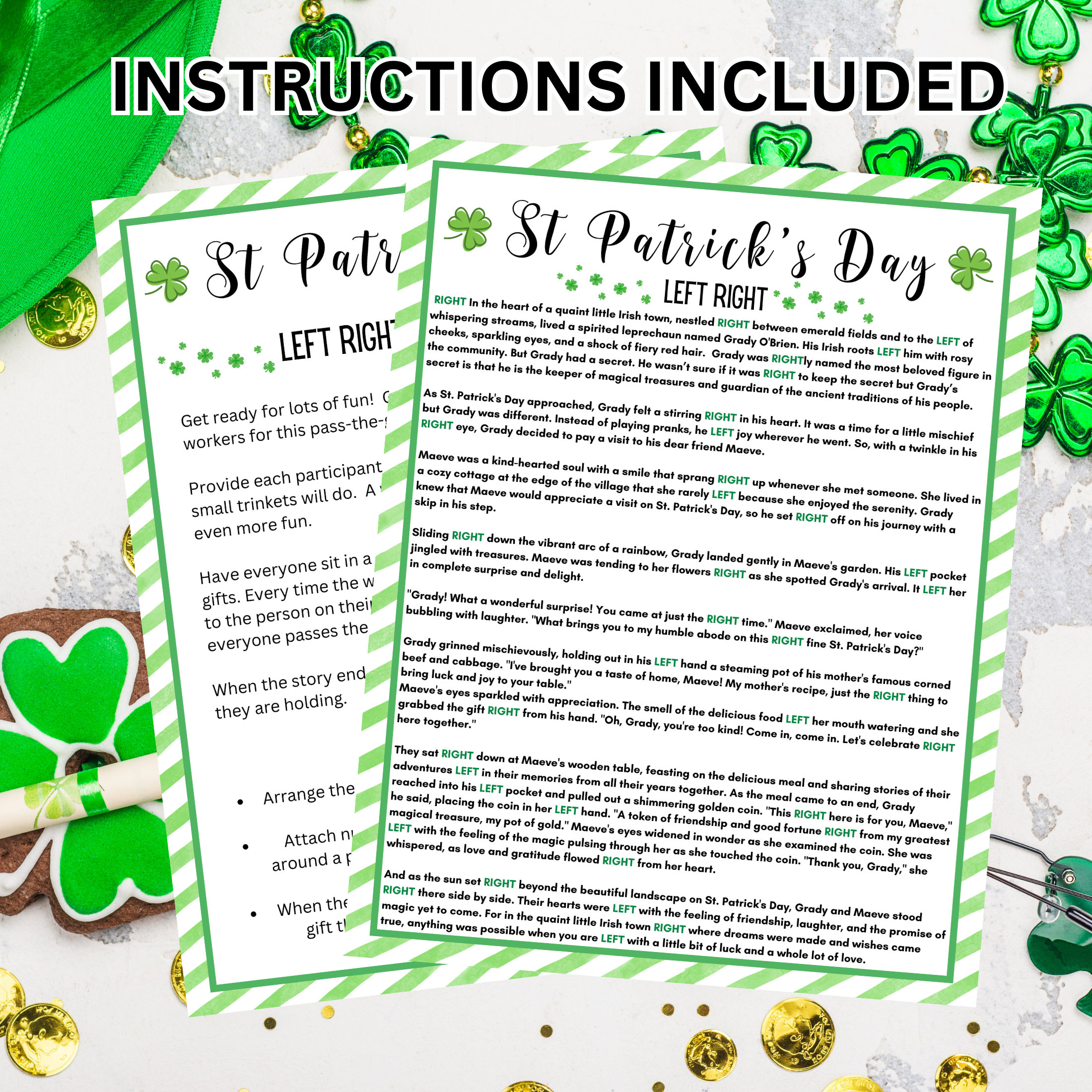 Printable St Patrick's Day Left Right Game, St Paddy's Day Game ...