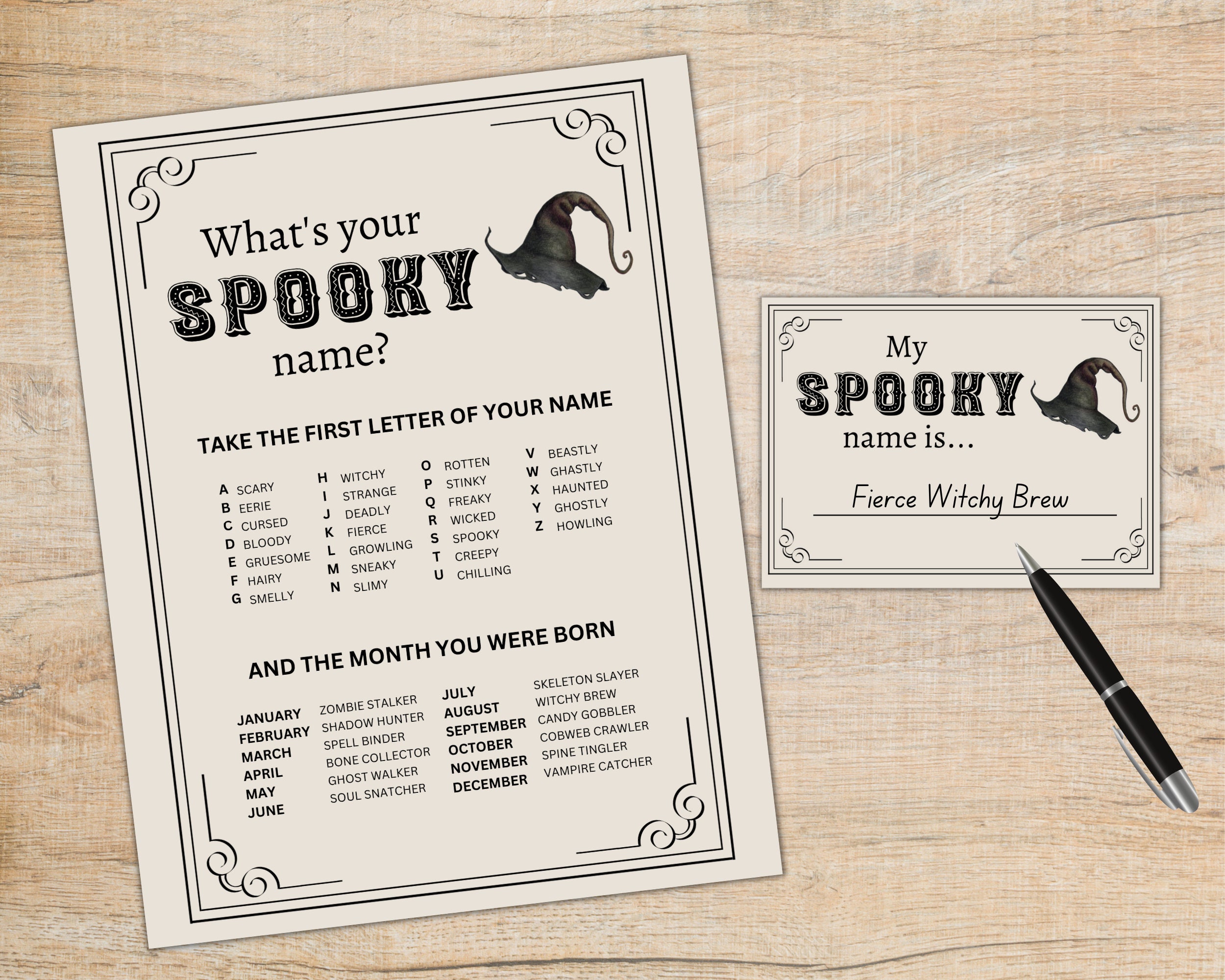 What's Your Spooky Name Game, Halloween Party Activity, Halloween Adult ...