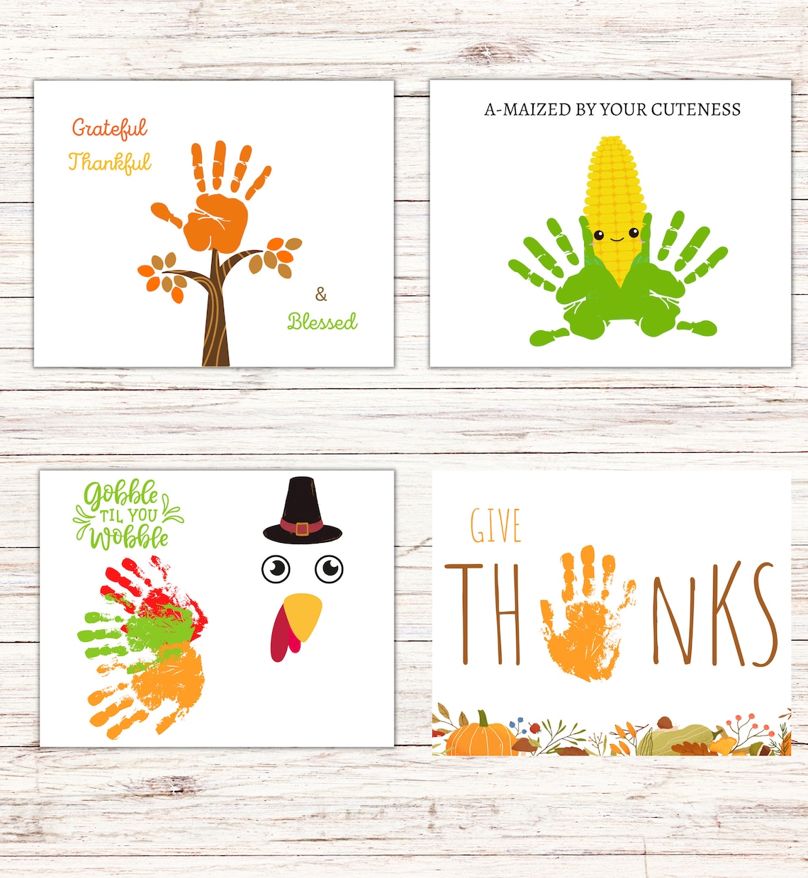 Thanksgiving Handprint Craft Printable Bundle, Thanksgiving Preschool ...