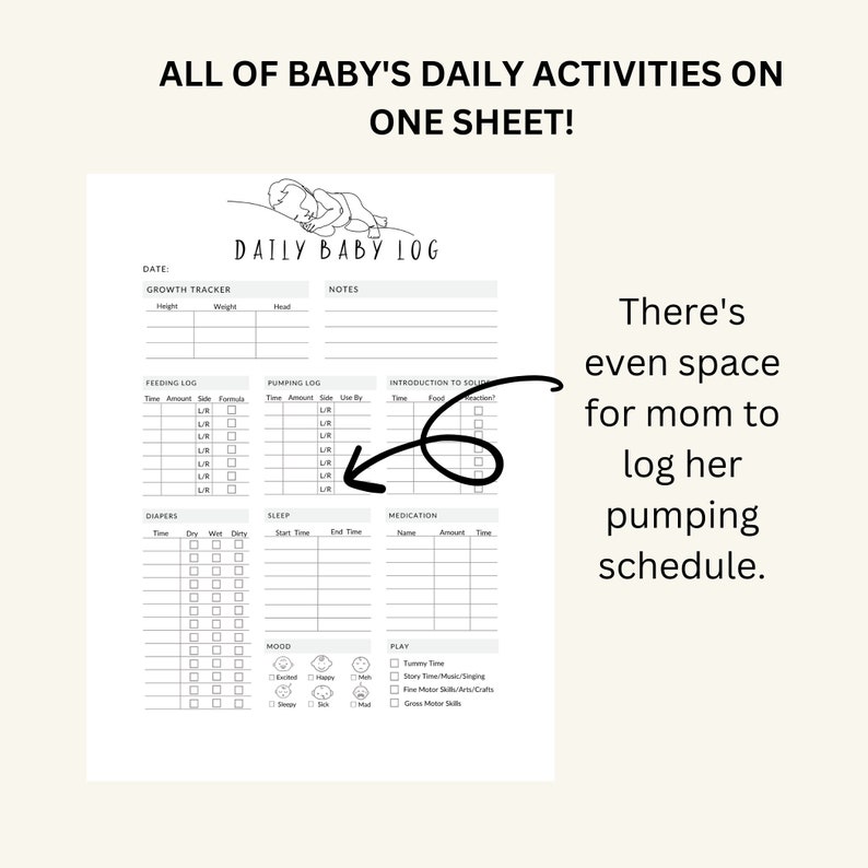 Daily Baby Log, Daily Newborn Tracker, Newborn Nanny Log, Day Care ...