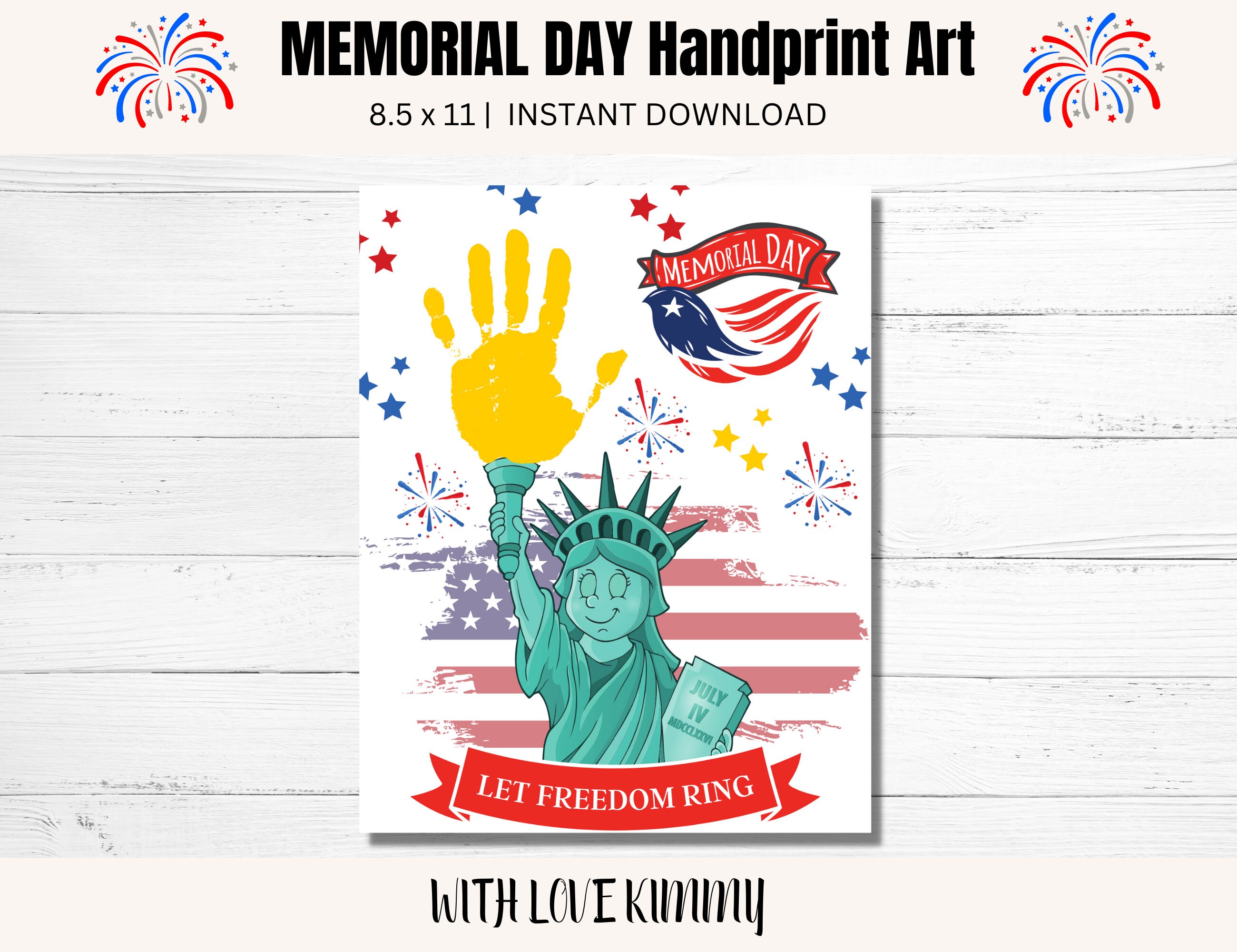 Memorial Day Handprint Activity, Memorial Day Printable, Happy Memorial ...
