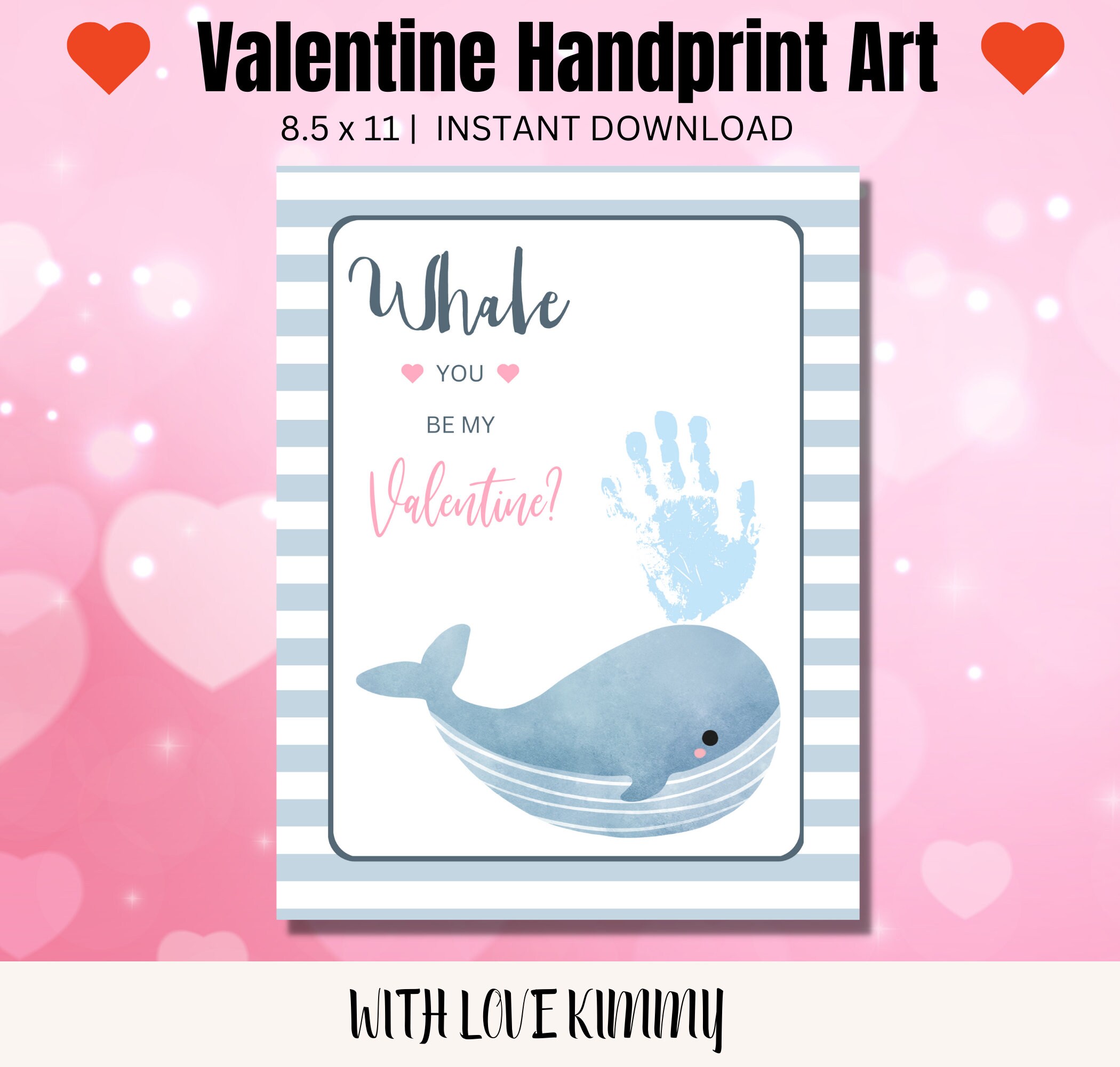 Valentine Handprint Craft ART Printable, Valentine Preschool Art ...