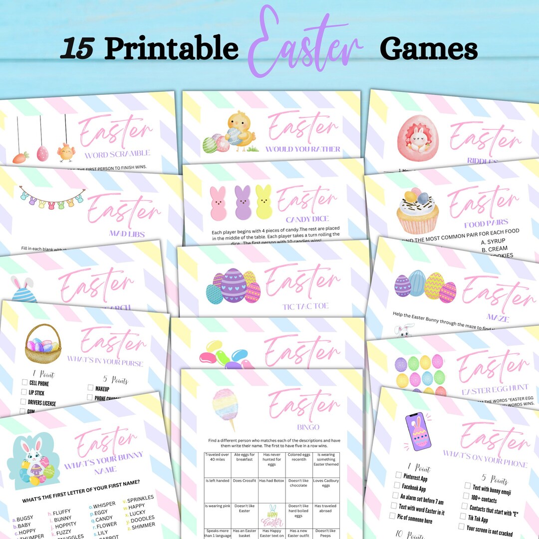 Printable Easter Game Bundle, EASTER Party Games and Activities, Kids ...