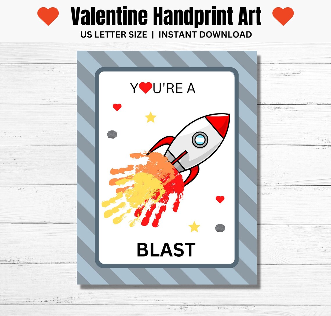 Valentine Handprint Craft ART Printable, Valentine Preschool Art ...