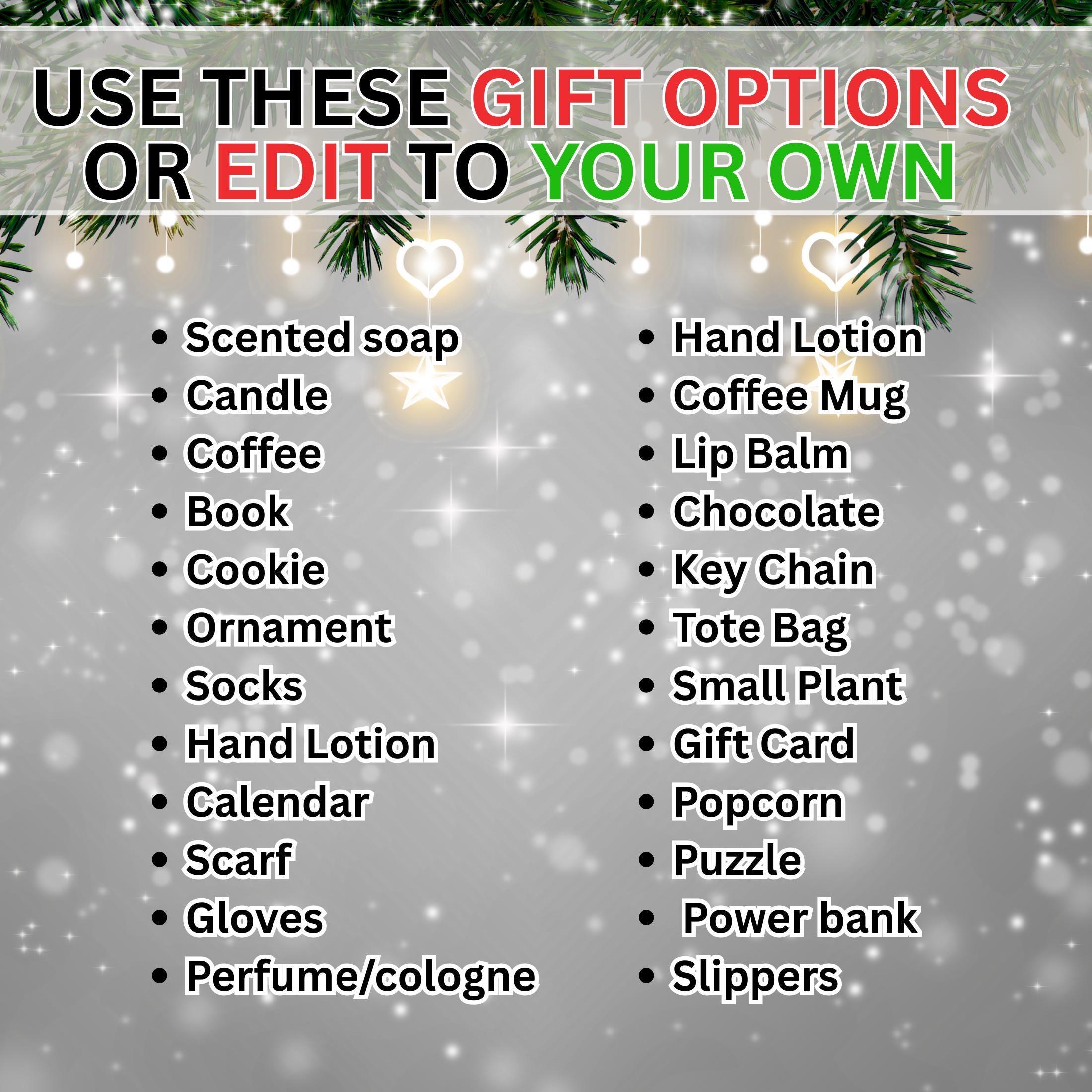 12 Days of Christmas EDITABLE Cards, Printable Christmas Gift Tags ...