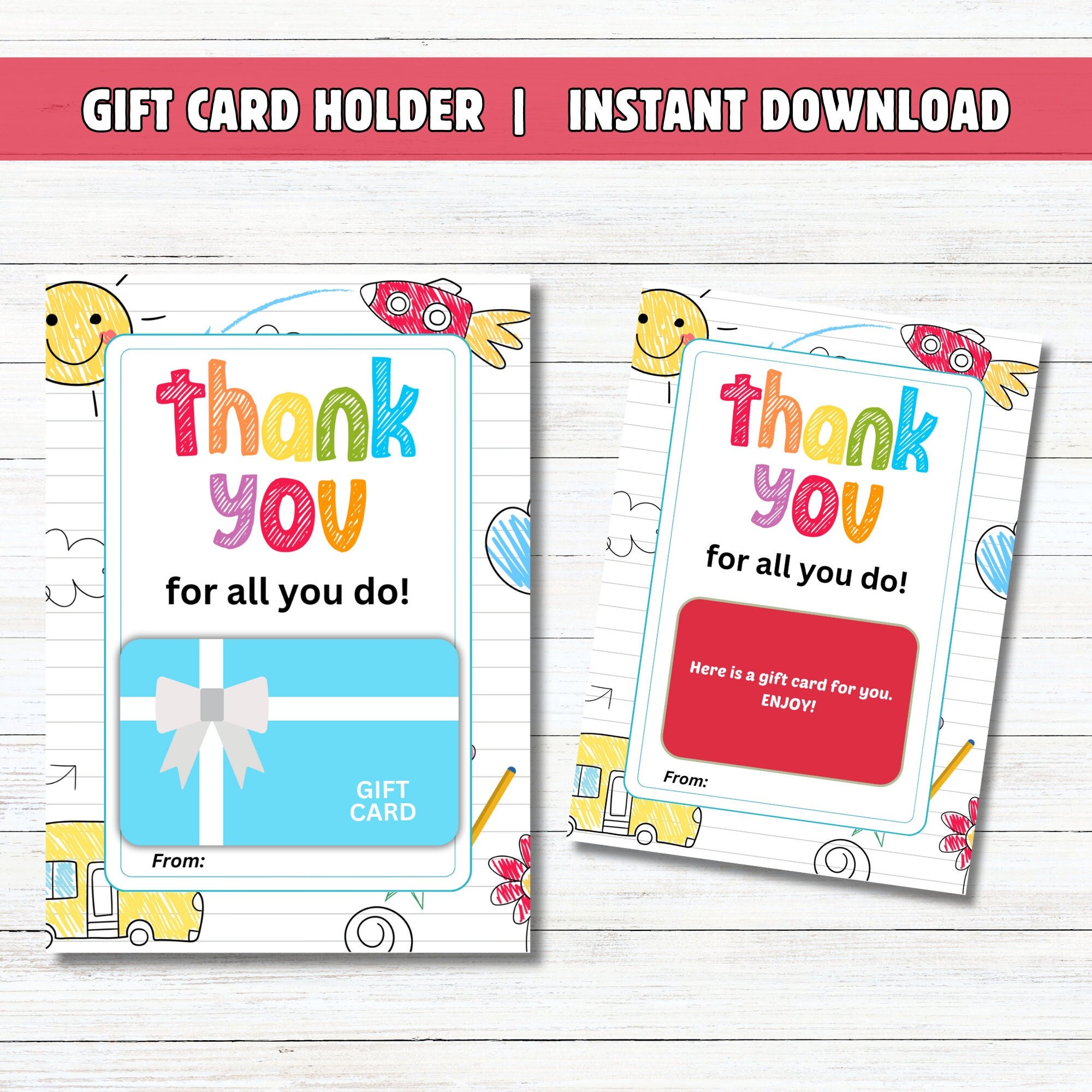 Teacher Appreciation Printable Gift Card Holder, Teacher Gift Card ...