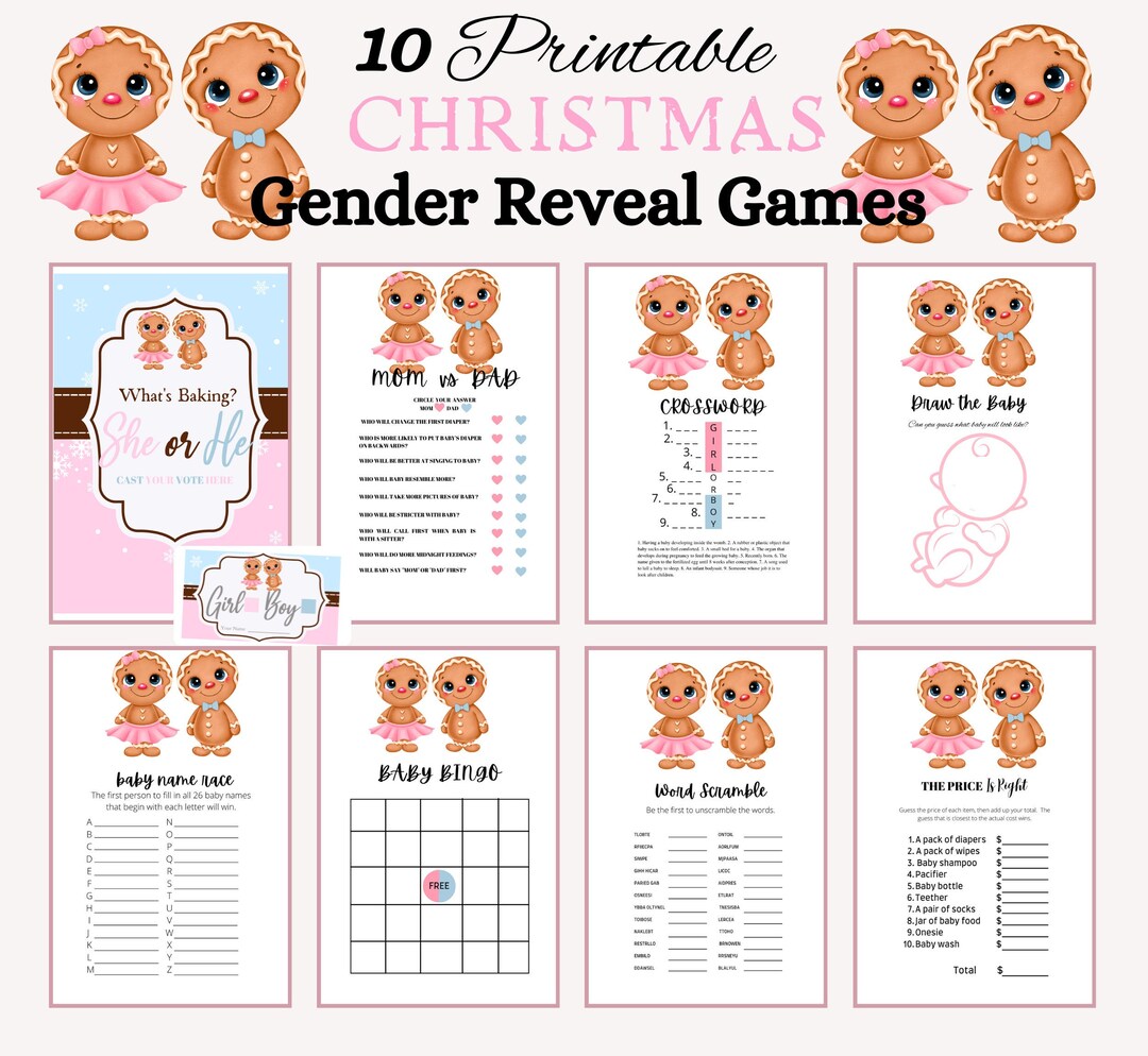 Gingerbread Baby Gender Reveal Printable Games Are Perfect for Your ...