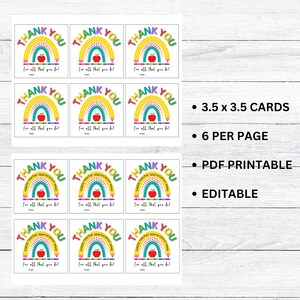 Editable Thank You Teacher Gift Tag, Teacher Appreciation Week, End of ...