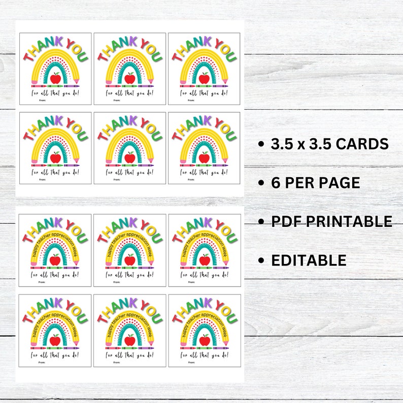Editable Thank You Teacher Gift Tag, Teacher Appreciation Week, End of ...