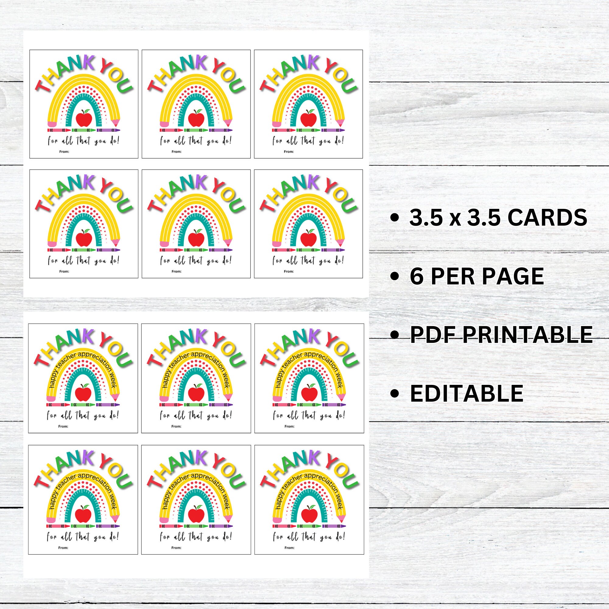 Editable Thank You Teacher Gift Tag, Teacher Appreciation Week, End of ...