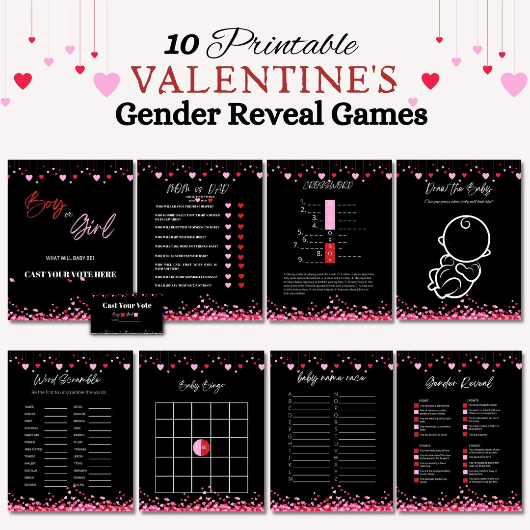VALENTINE'S Gender Reveal Games Are Perfect Decor for Your February ...