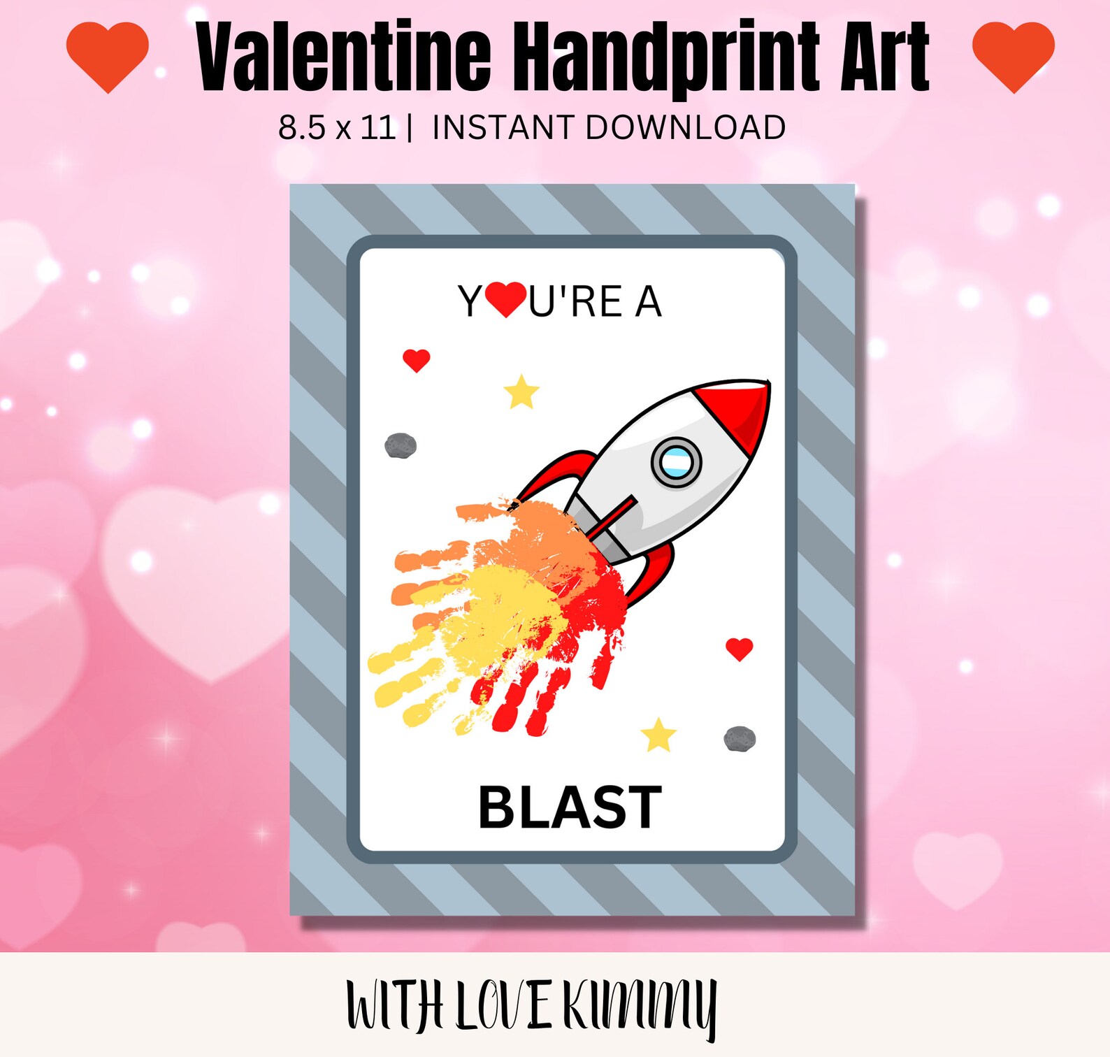 Valentine Handprint Craft ART Printable, Valentine Preschool Art ...