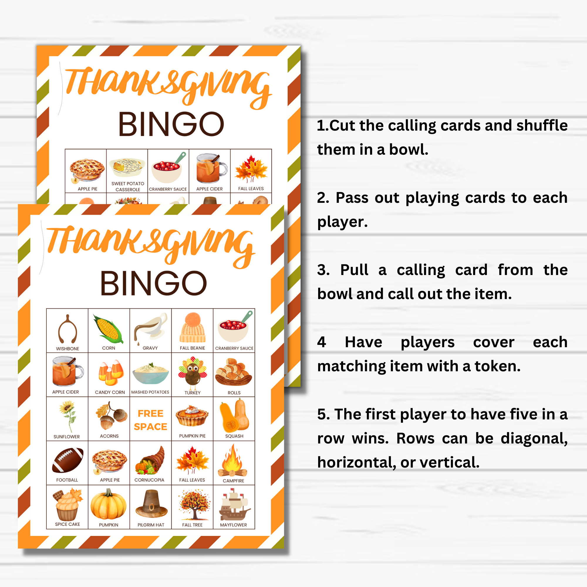Thanksgiving Bingo Game 30 Bingo Card Thanksgiving Game - Etsy