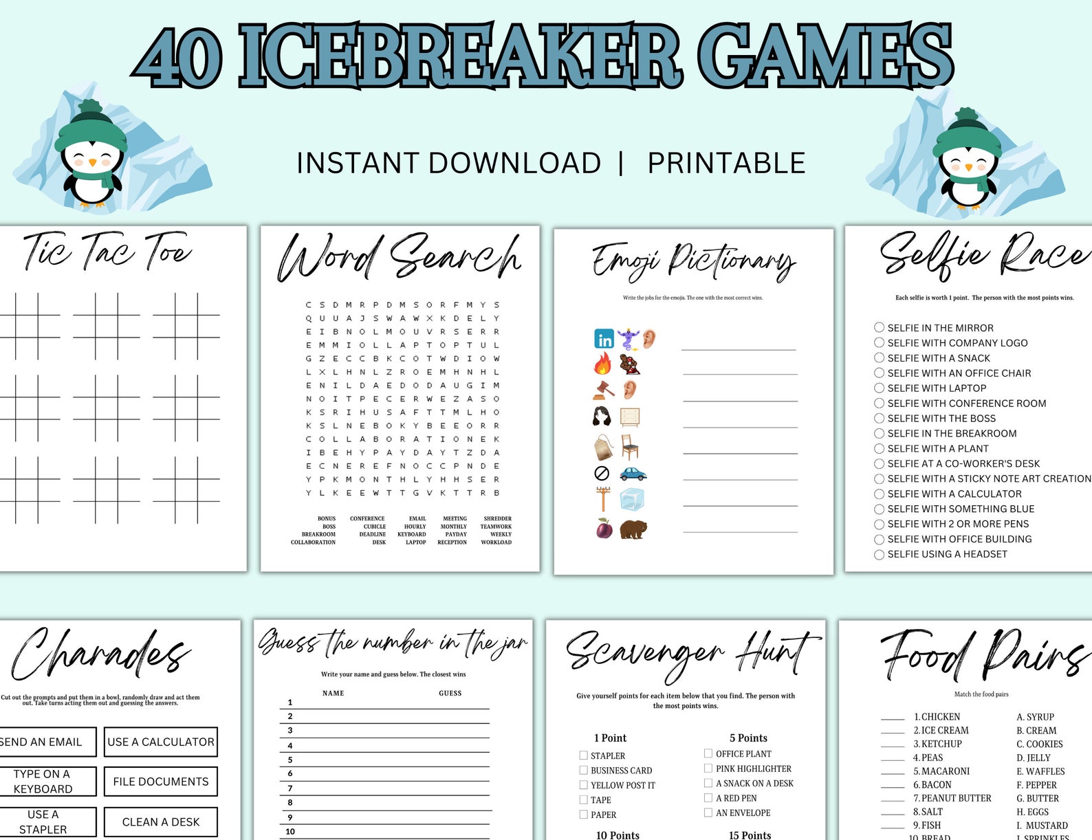 Icebreaker Game Bundle, Printable Icebreaker Games, Staff Game Idea ...