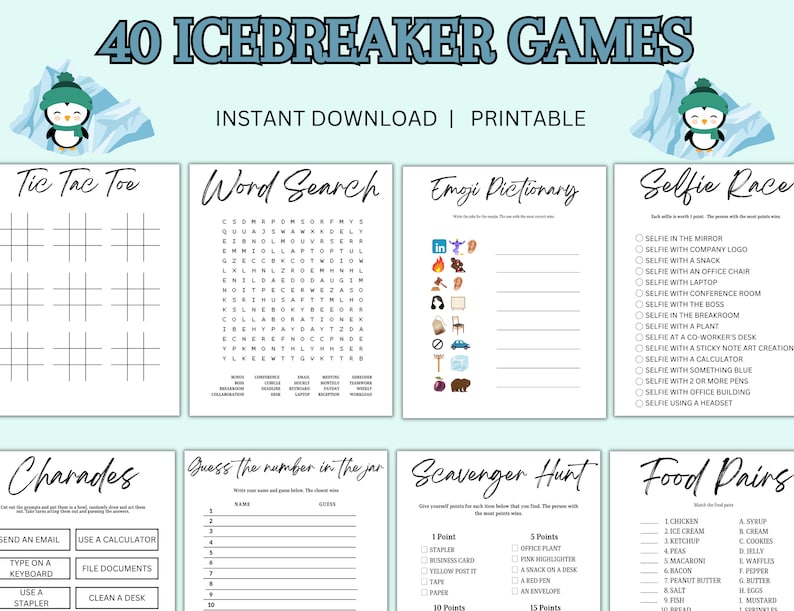 Icebreaker Game Bundle, Printable Icebreaker Games, Staff Game Idea ...