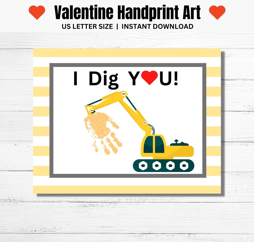 Valentine Handprint Craft ART Printable, Valentine Preschool Art ...