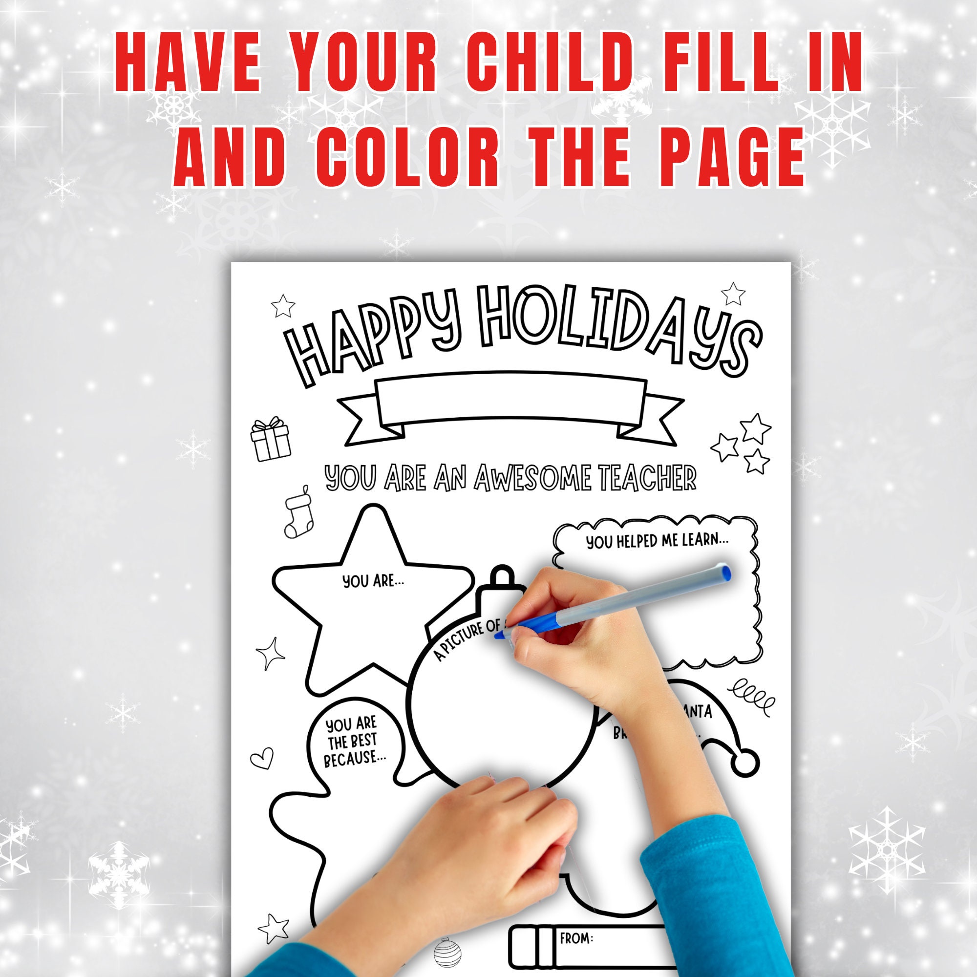 Teacher Christmas Appreciation Gift Printable Teacher Holiday - Etsy