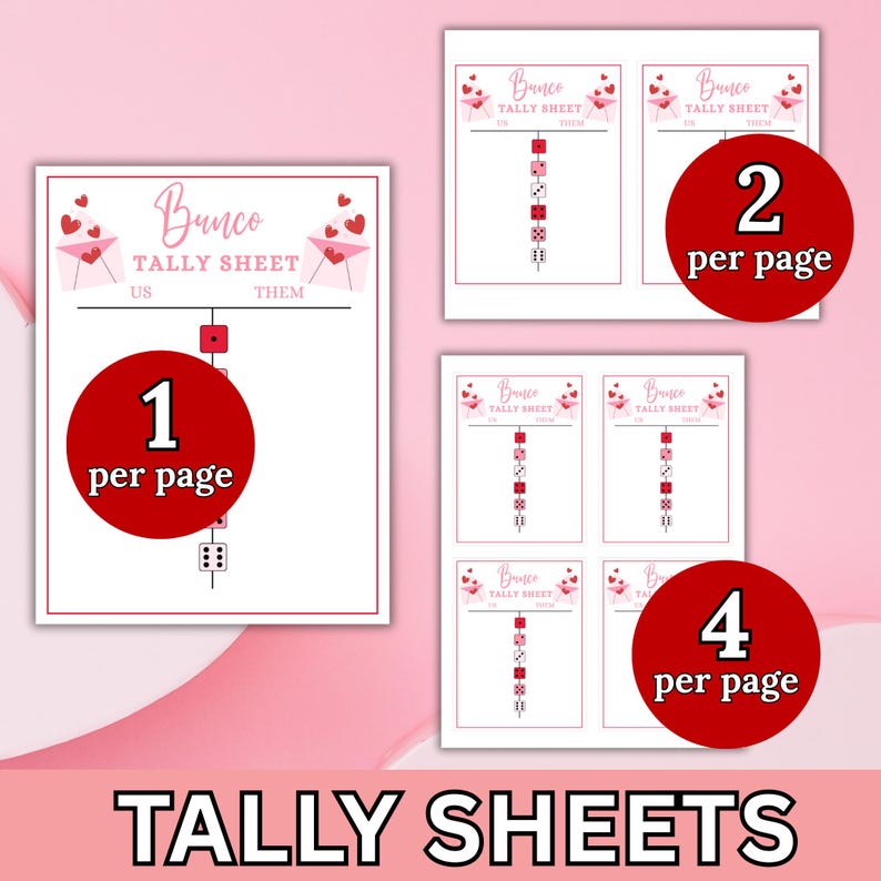 Valentine's Bunco Party Pack, Game Night Printable Score Cards (instant ...