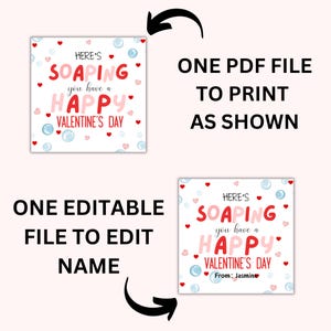 Soapin' Valentines Gift Tag, Printable Valentine Tag, Soapin You Have a ...