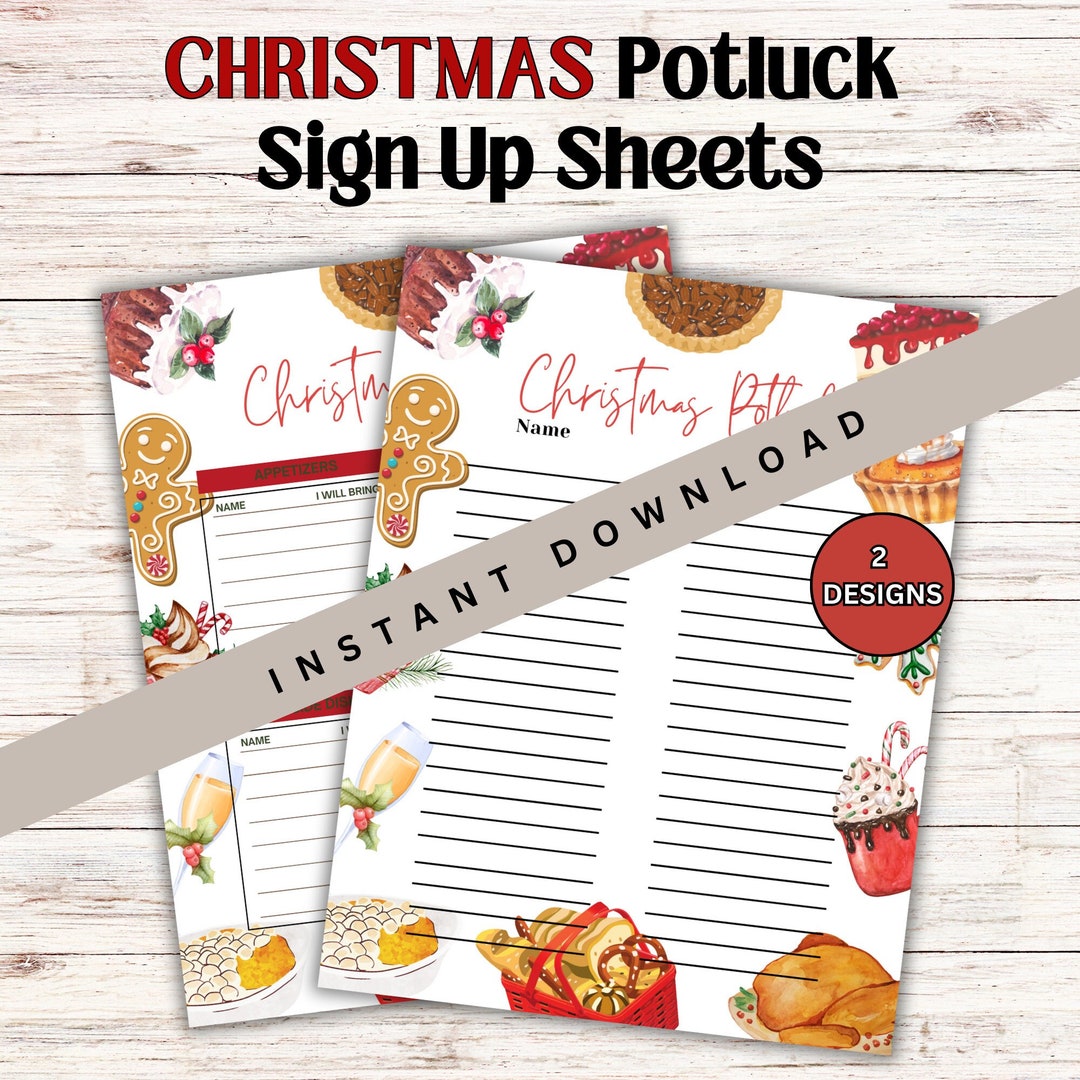 Christmas Potluck Sign up Sheet, Holiday Potluck, Church Potluck ...