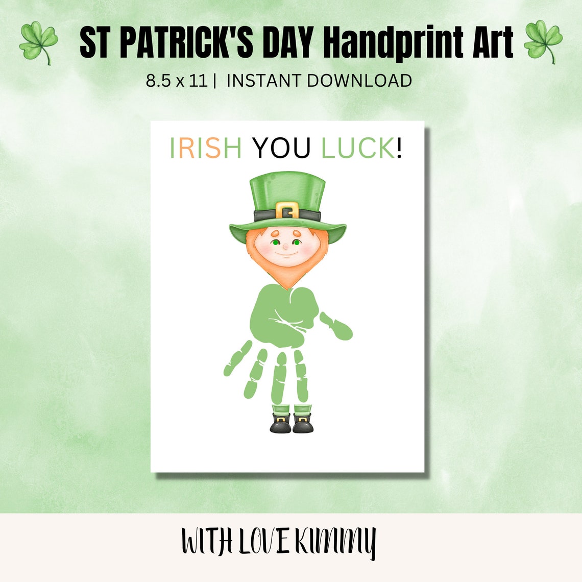 ST Patricks Day Handprint Craft ART Printable, St Patrick's Day ...