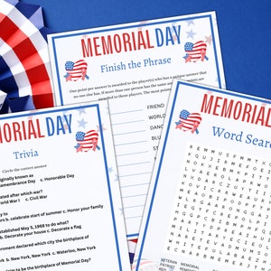 Memorial Day Game Bundle, Printable Family Games, Patriotic Party Games ...