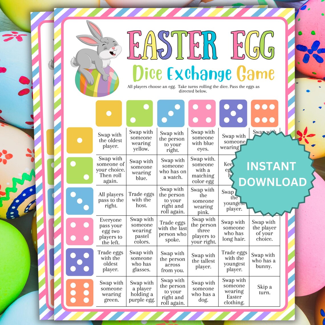 Dice Easter Egg Exchange Game, Easter Dice Game, Kids Adults Family ...