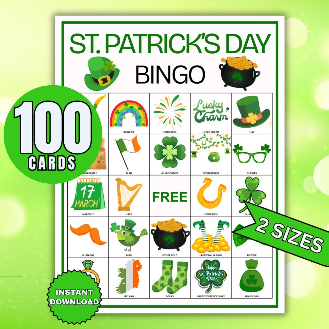 Bingo imprimible de 100 días para el Día de San Patricio, actividad de ...