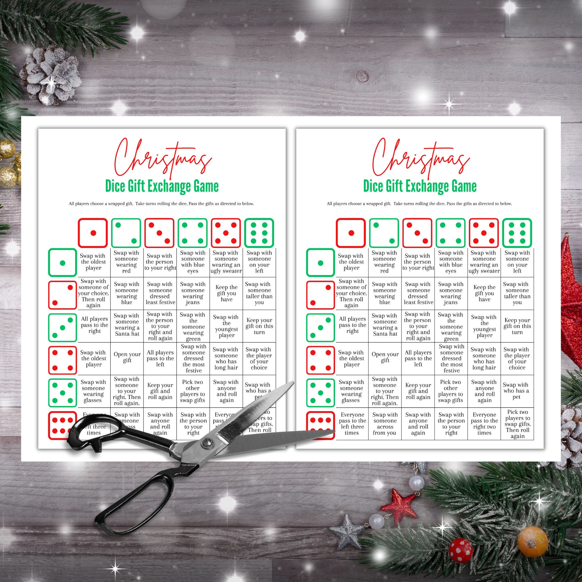 Christmas Gift Exchange Dice Game, Xmas Gift Swap Game, Fun Holiday ...