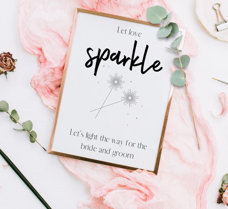 Printable Sparkler Wedding Sign | Modern Wedding Signs Template ...