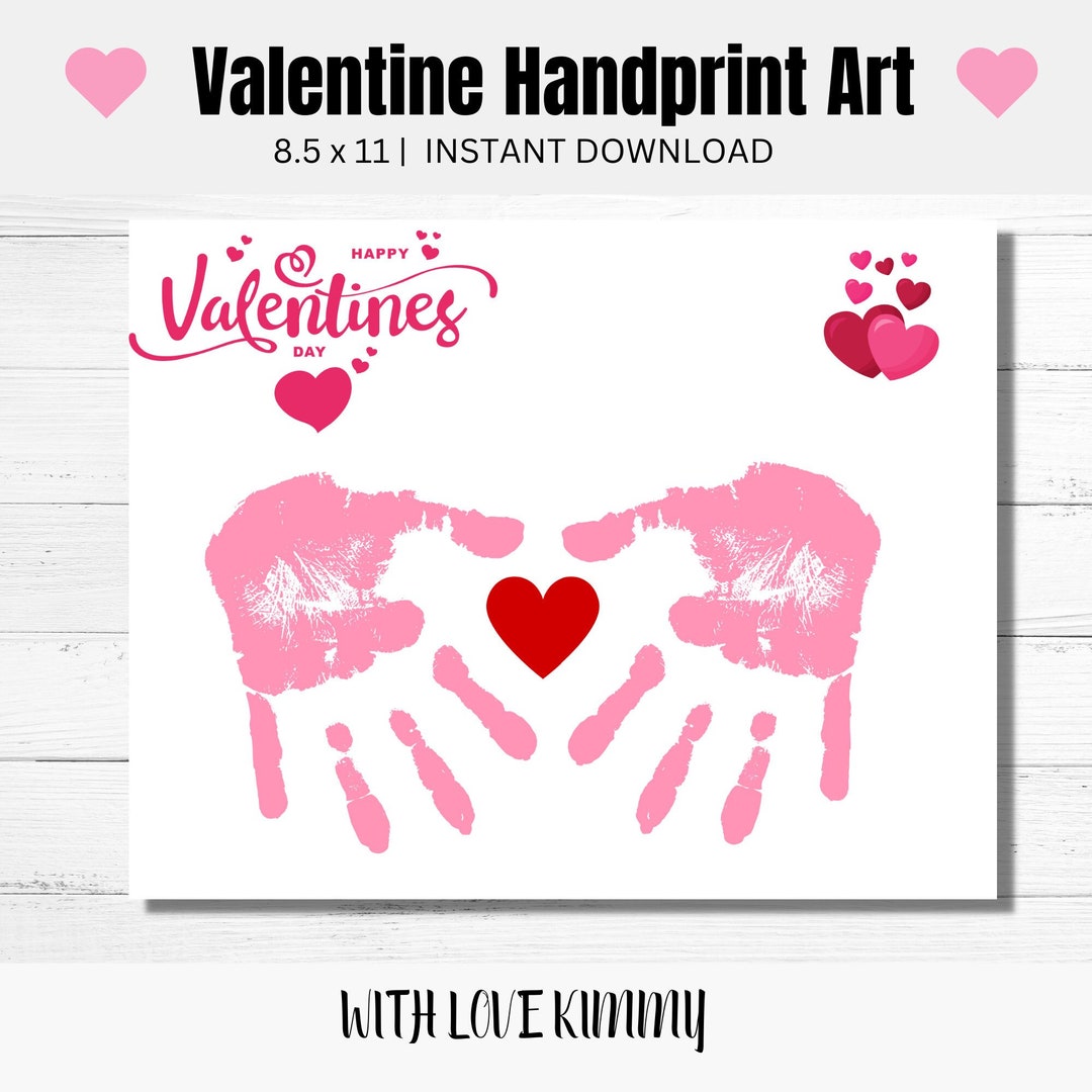 Valentine Handprint Craft ART Printable, Valentine Preschool Art ...