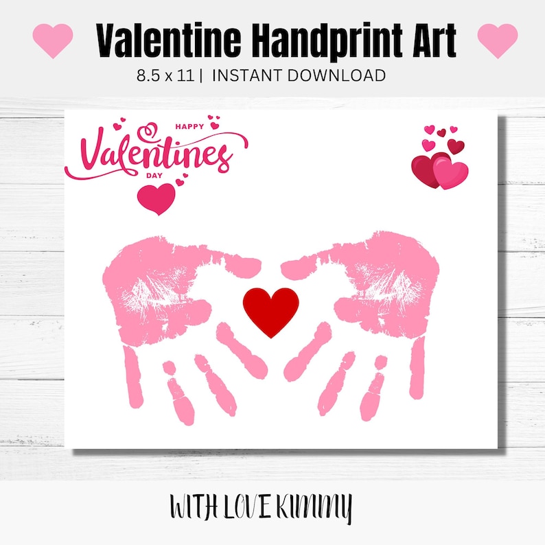 Valentine Handprint Craft ART Printable, Valentine Preschool Art ...