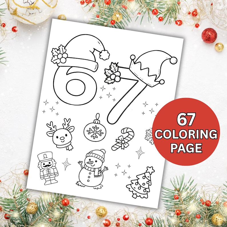 67 Christmas Coloring Page, Gen Alpha Slang, Holiday Coloring, Six ...