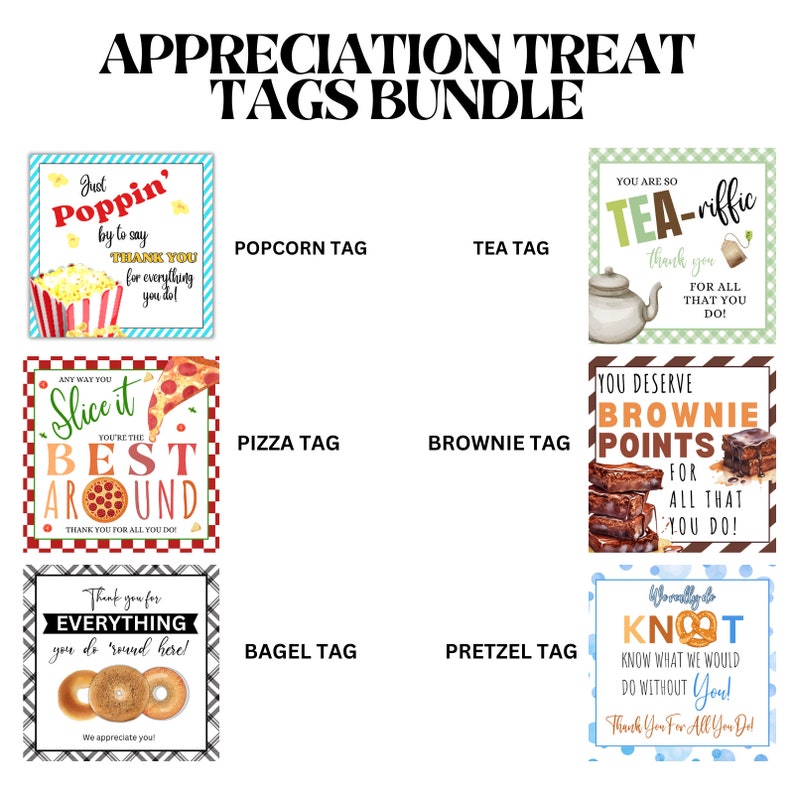 Appreciation Tag Bundle, Employee Appreciation, Thank You Tags, Staff ...