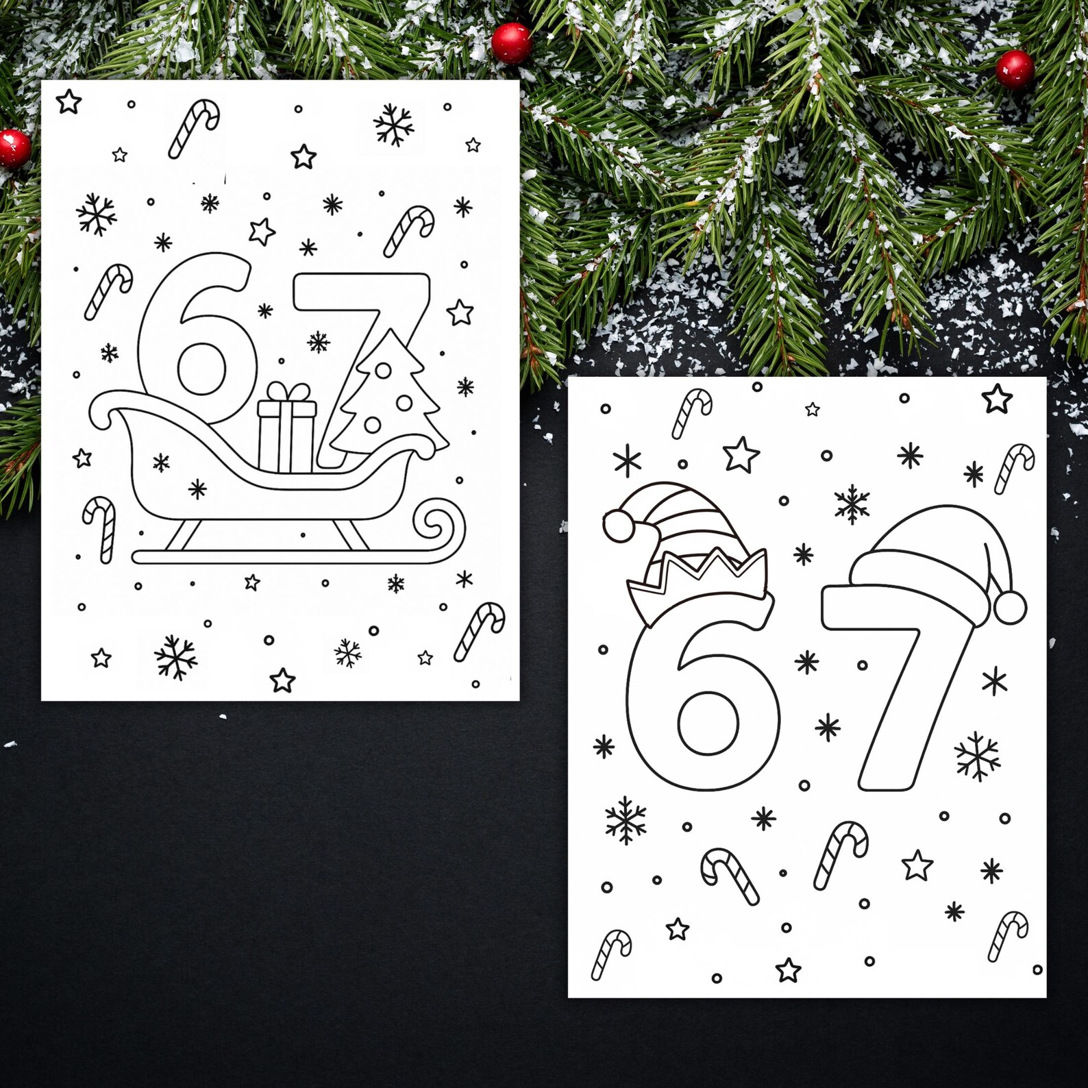 67 Christmas Coloring Page, Gen Alpha Slang, Holiday Coloring, Six ...