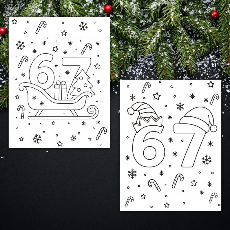 67 Christmas Coloring Page, Gen Alpha Slang, Holiday Coloring, Six ...