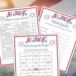 Fourth of July Game Bundle, Printable Family Games, Patriotic Party ...