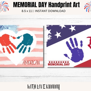 Memorial Day Handprint Activity, Memorial Day Printable, Happy Memorial ...