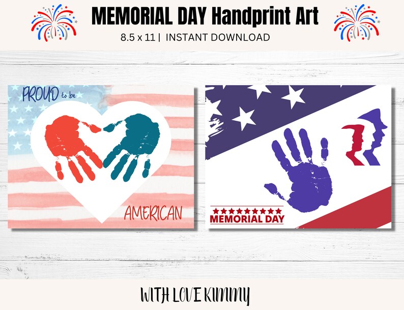 Memorial Day Handprint Activity, Memorial Day Printable, Happy Memorial ...