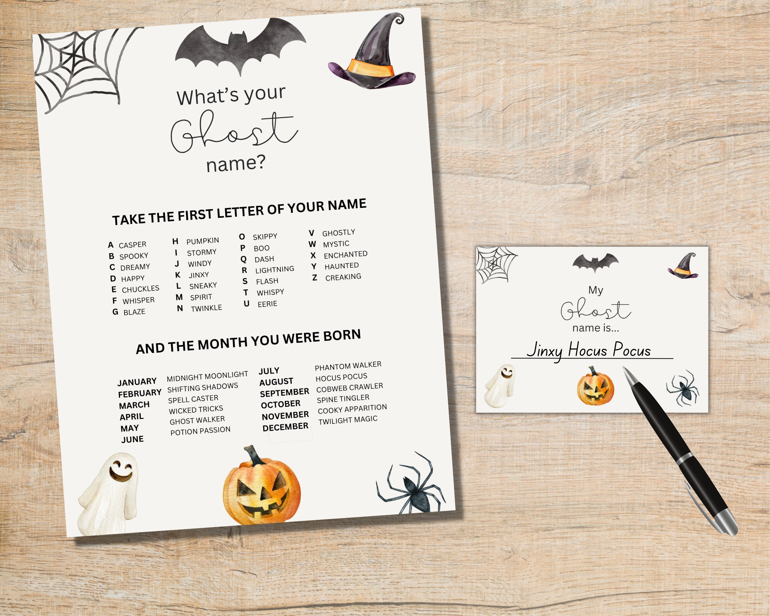 What's Your Ghost Name Game, Halloween Party Activity, Halloween Adult ...