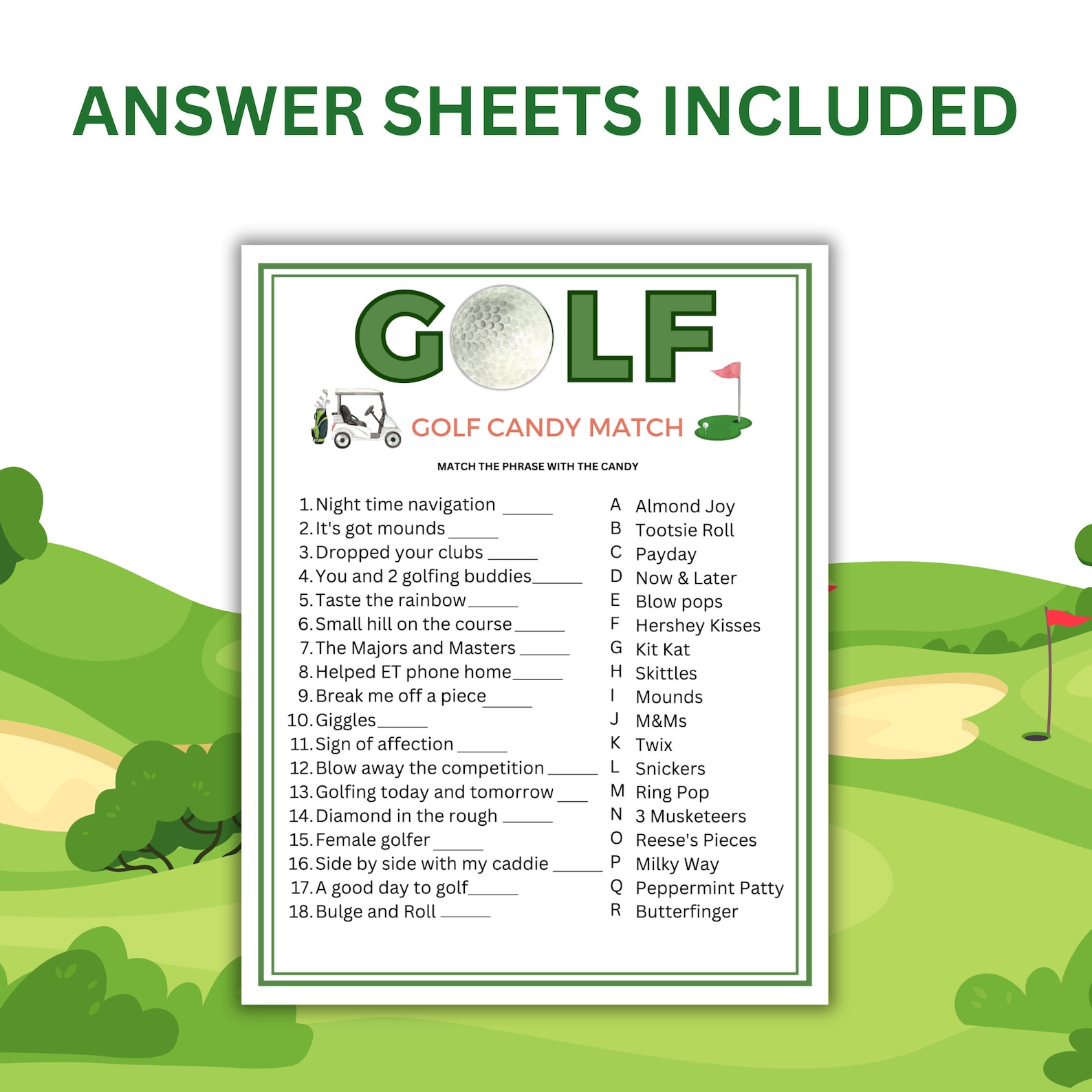 Golf Games Bundle, Golf Watch Party Games, Golf Birthday Party Games ...