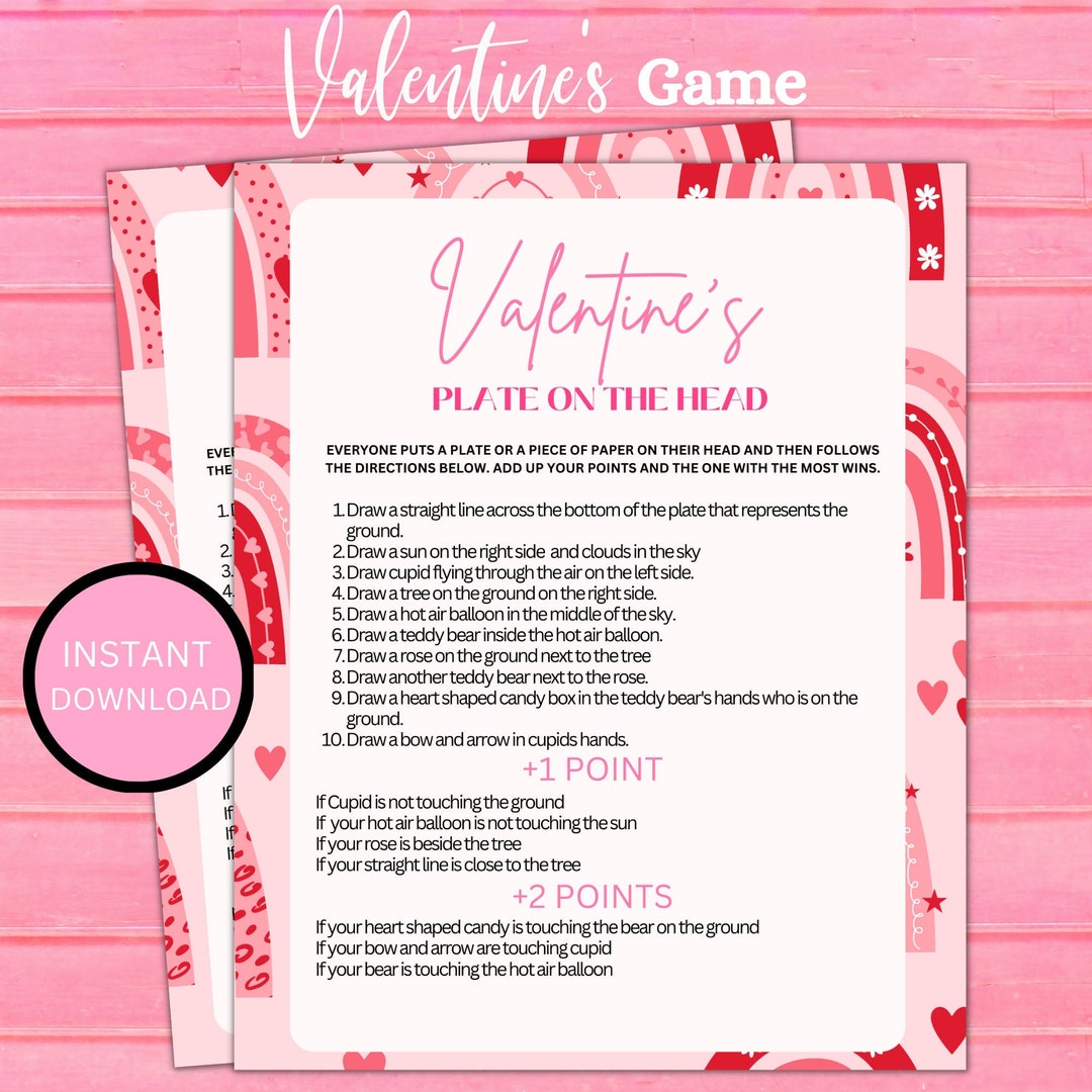 Printable Valentine's Day Game, Plate on the Head Game and Activity ...