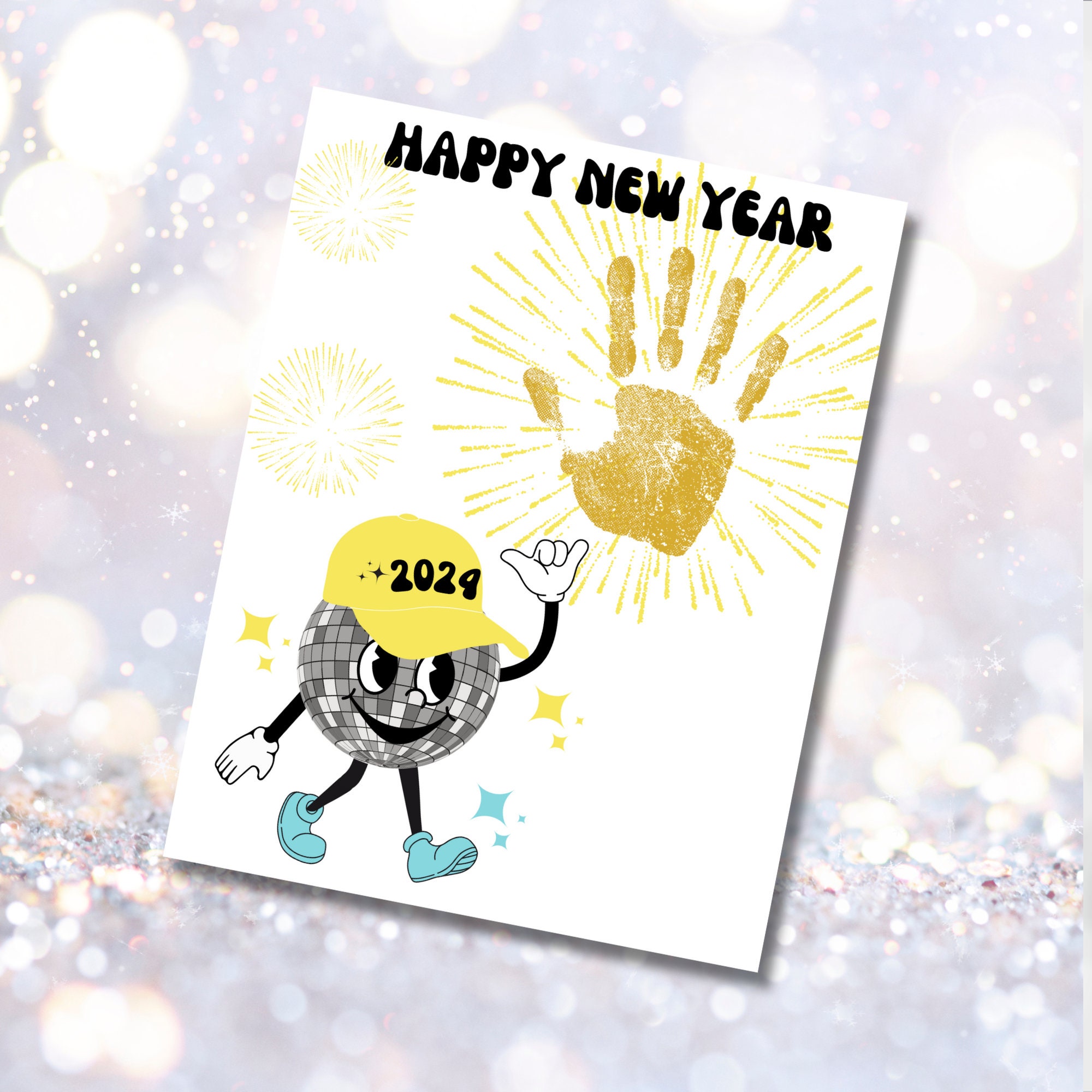2024 New Years Handprint Art, New Year Craft, Kids Handprint Art Craft ...