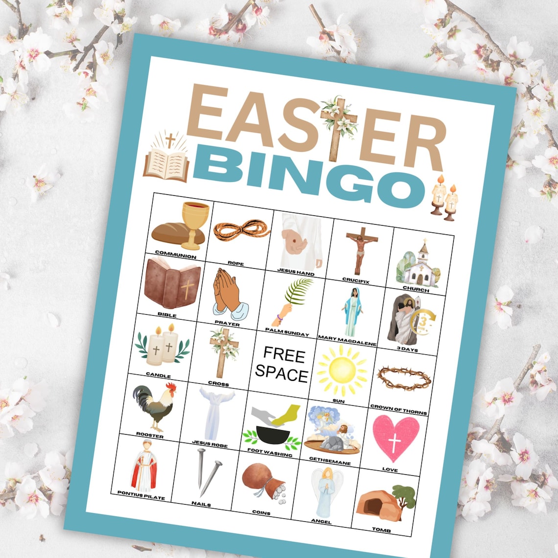 50 EASTER Bingo Cards Game, Christian Bingo, Religious Bingo Game ...