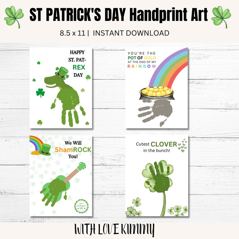 St Patricks' Day Handprint Footprint Craft Printable Bundle, Preschool ...
