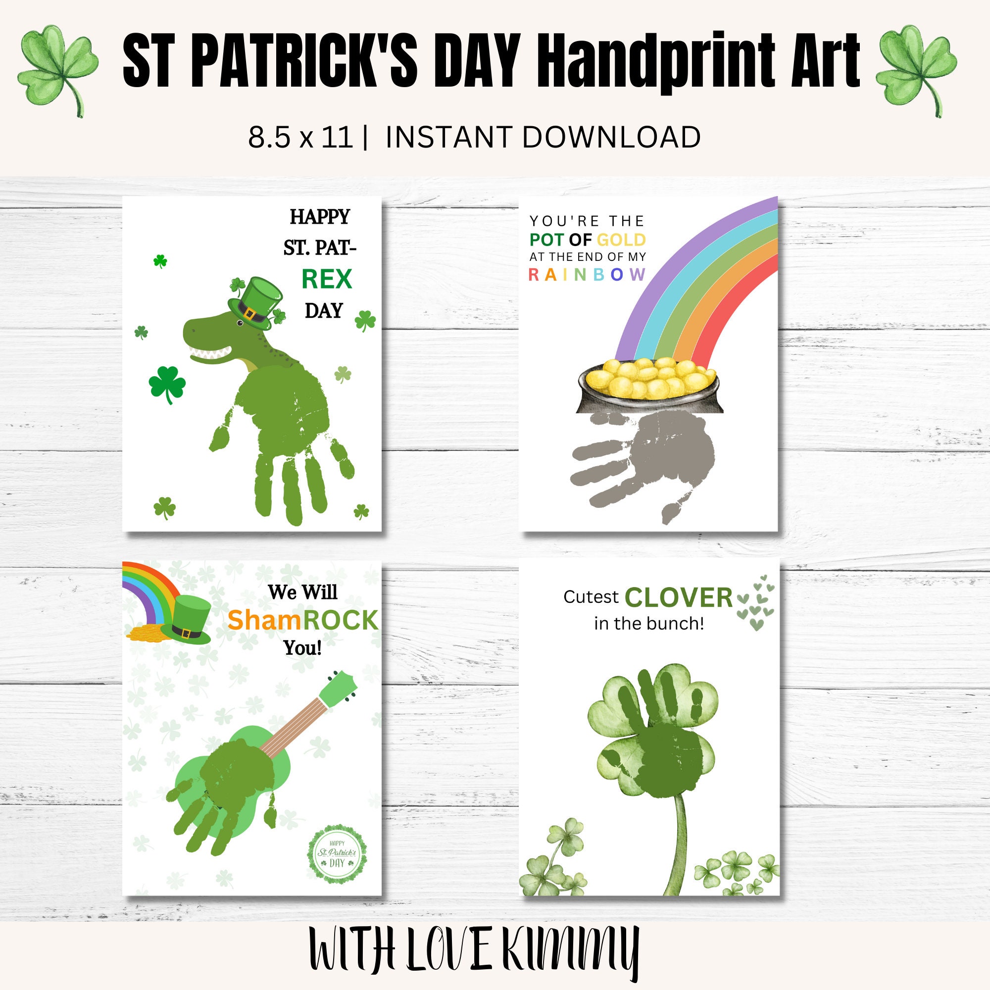 St Patricks' Day Handprint Footprint Craft Printable Bundle, Preschool ...